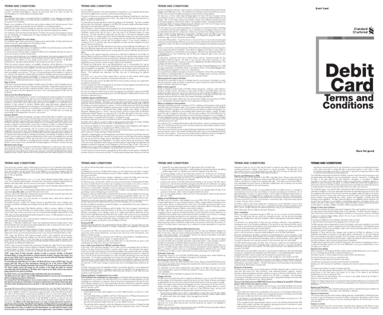 Debit Card Terms | PDF | Debit Card | Banks