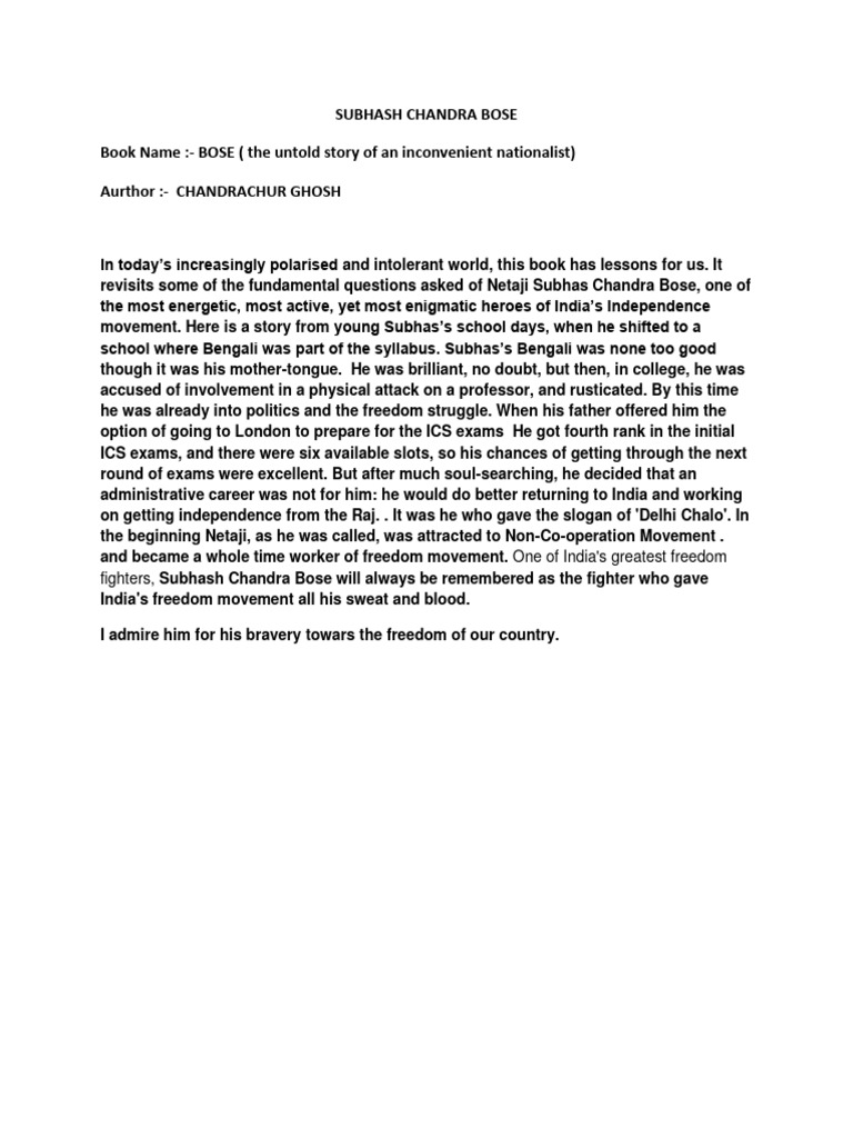 Subhash Chandra Bose Pdf