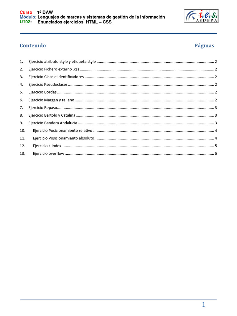 9-Enunciados-ejercicios-CSS | PDF | HTML | Ingeniería Informática