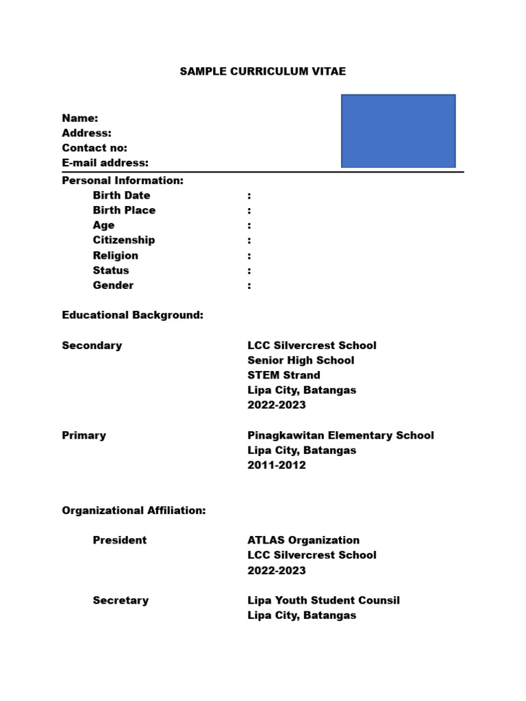 Sample Curriculum Vitae | PDF