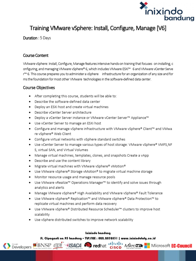Training VMware Vsphere Install Configure Manage V6 | PDF | Computers
