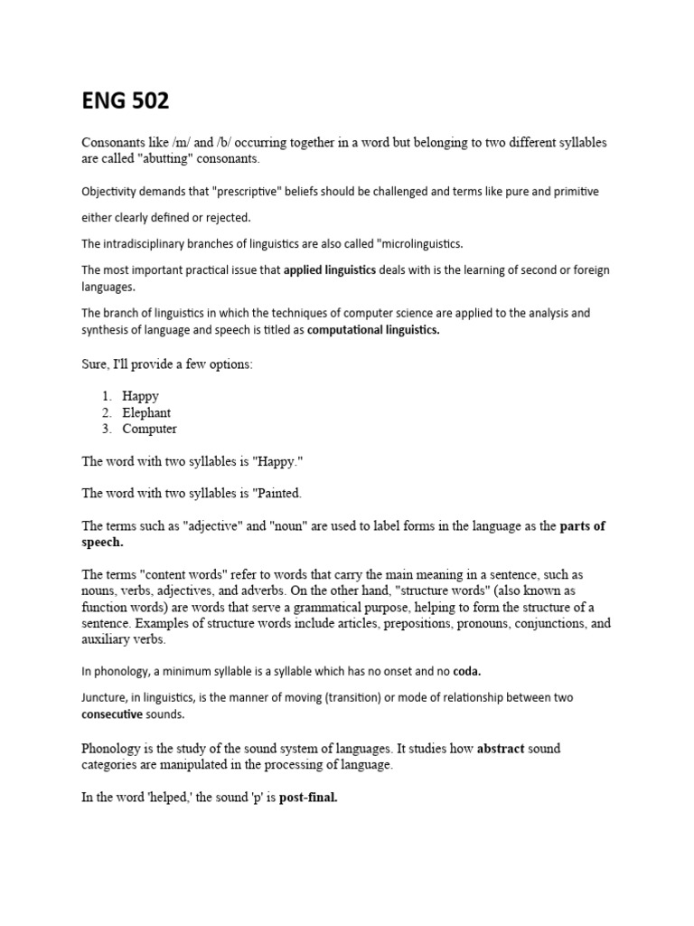 ENG 502 Mcqs File | PDF