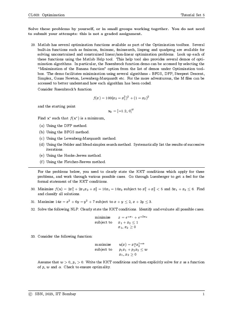Tut5 2023 Q | PDF | Mathematical Optimization | Mathematical Analysis
