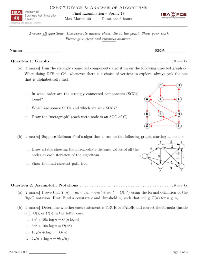 Final Spring18 | PDF | Algorithms | Applied Mathematics