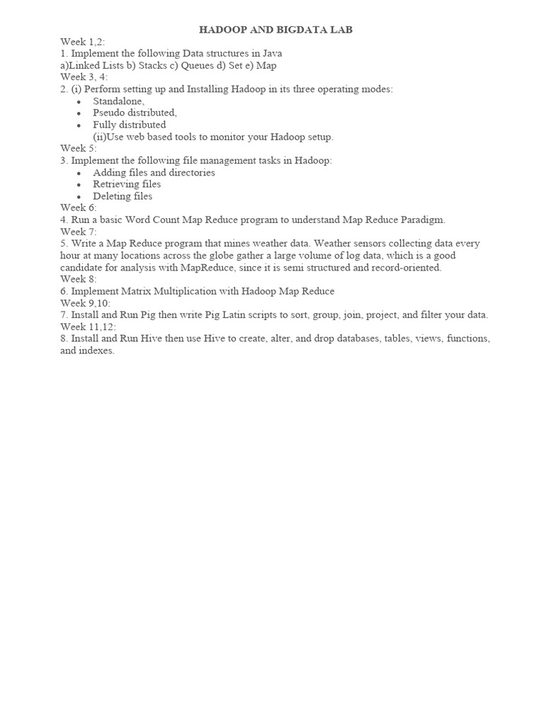 Hadoop Lab Programs | PDF