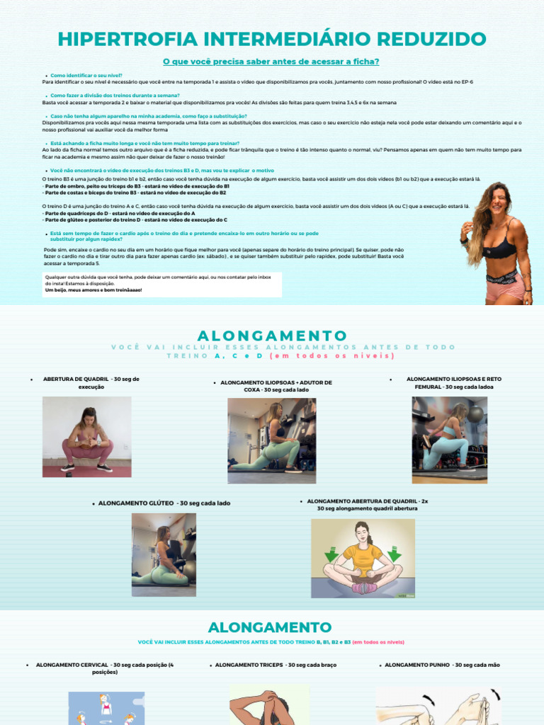 Planilha de Treino Hipertrofia - Reduzido Intermedi Rio Agosto 2023 | PDF