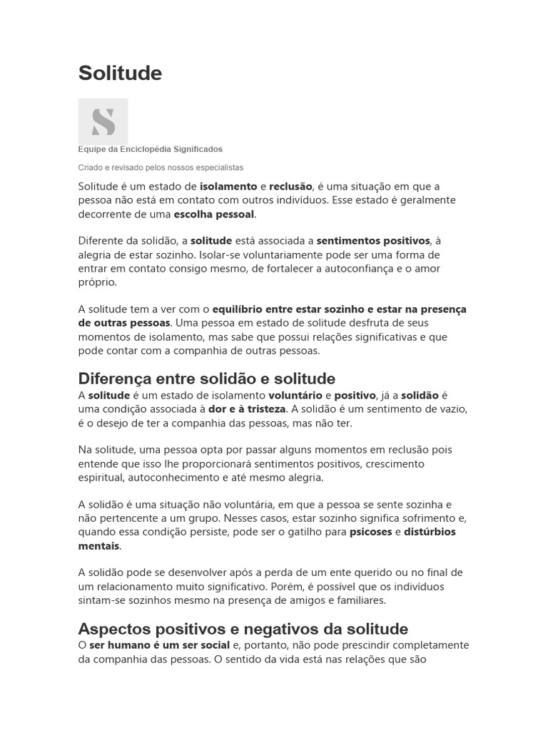 Solitude | PDF