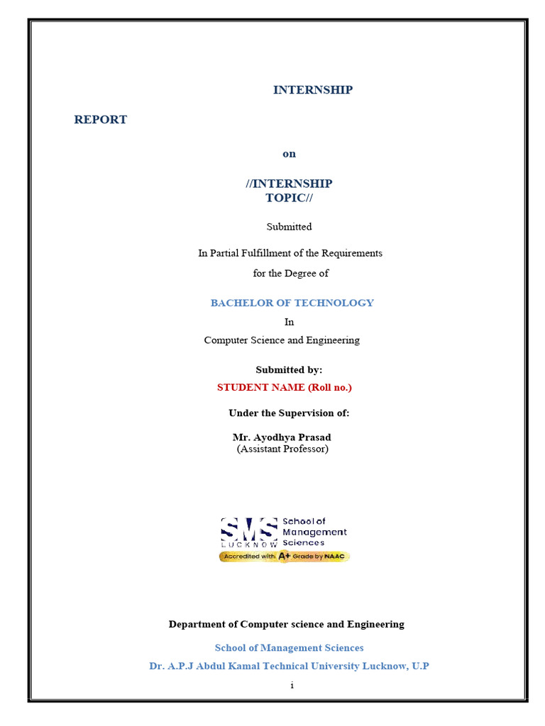 Internship Report Format | PDF | Simulation | Thesis