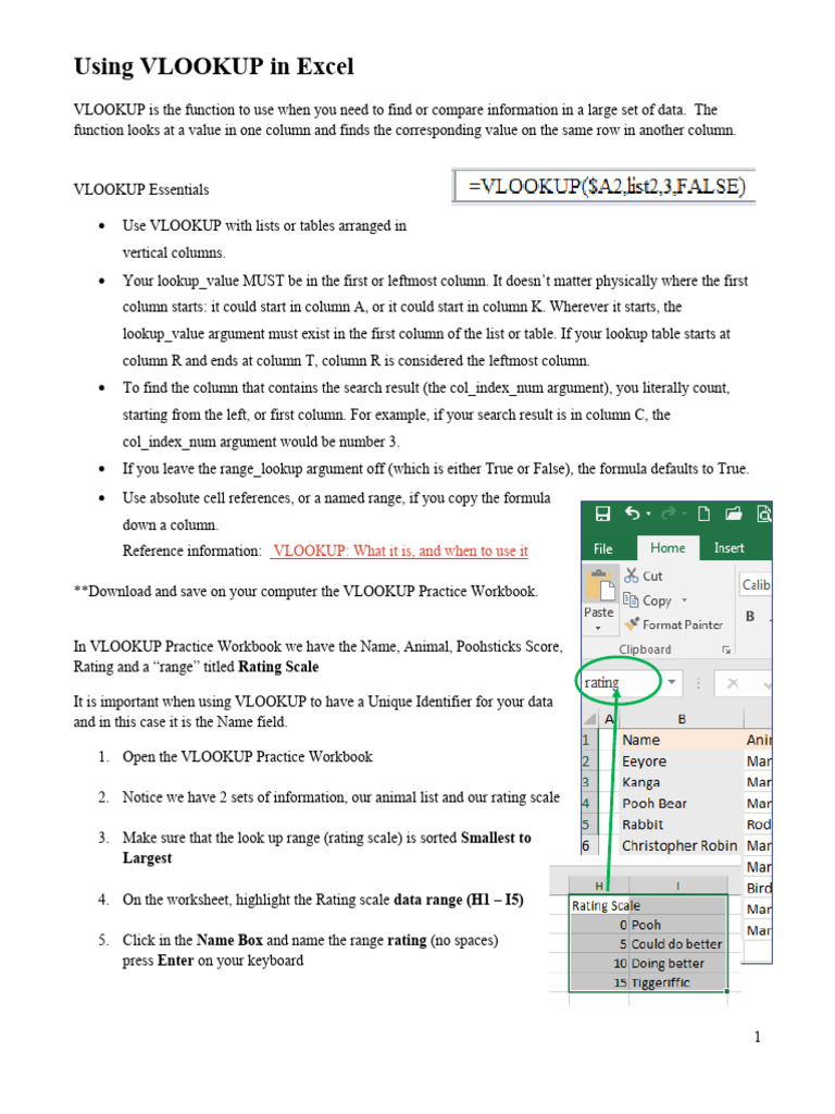 VLOOKUP Practice Instructions | PDF | Computing | Computer Programming