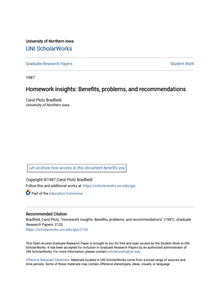 Homework Insights - Benefits Problems and Recommendations | PDF
