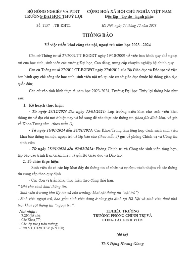 TB N I, Ngo I Trú 23-24 | PDF