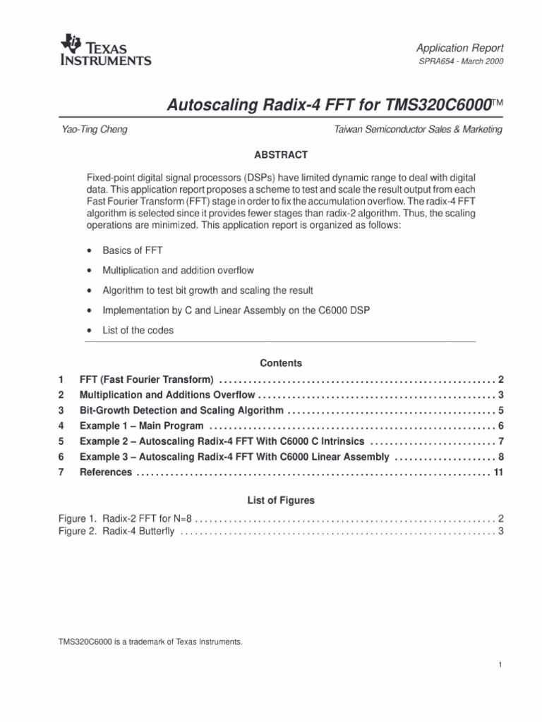 Autoscaling Radix-4 FFT For TMS320C6000 | PDF
