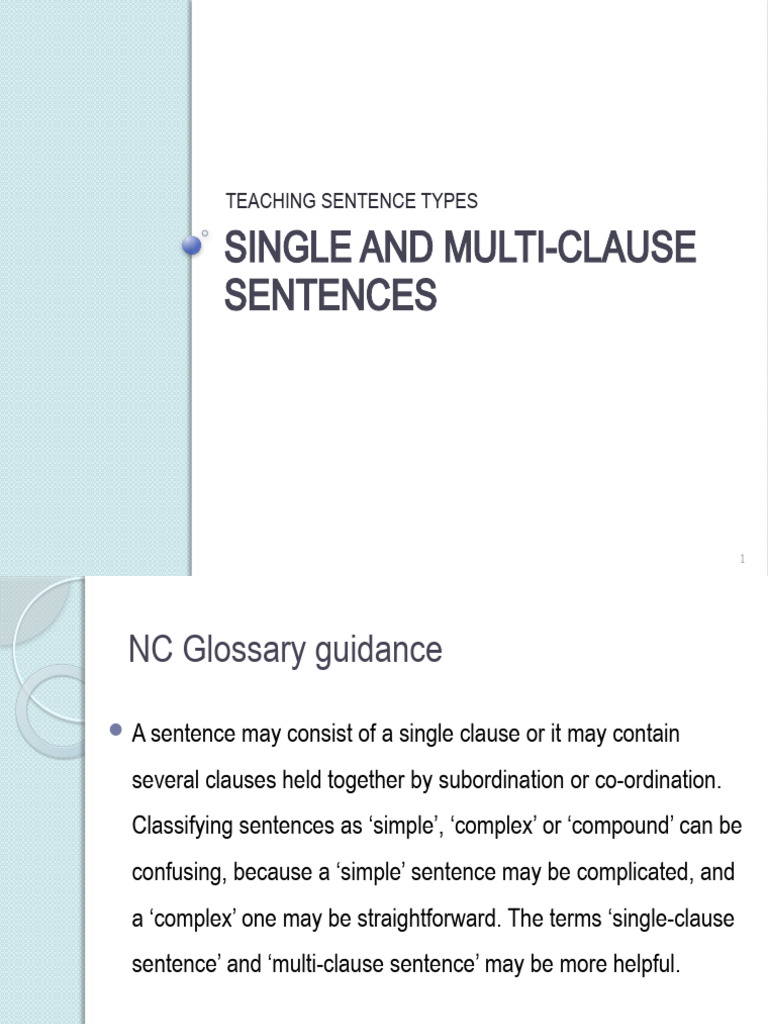 Understanding Single and Multi-Clause Sentences | PDF | Sentence ...