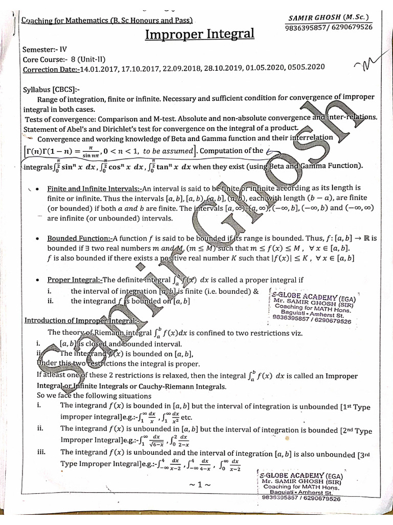 Improper Integral Pdf