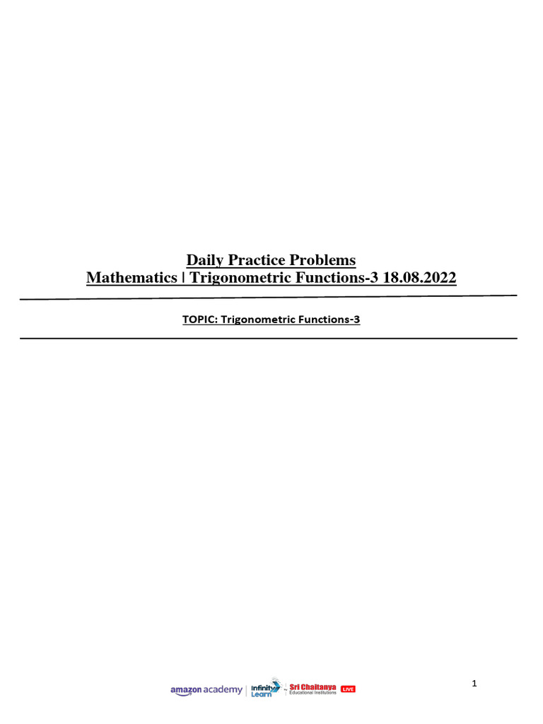 AA Trigonometric Functions DPP 3 PDF | PDF | Trigonometric Functions | Rotation