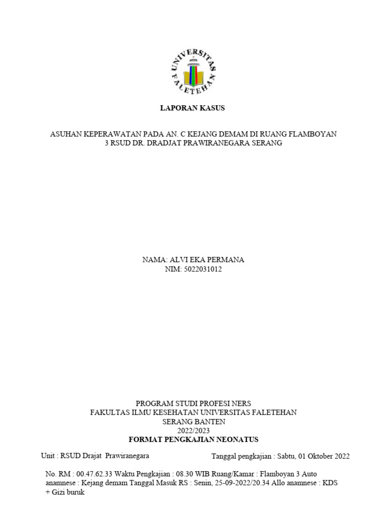 LK KELOLAAN (KEJANG DEMAM) - Alvi Eka Permana - 5022031012 | PDF