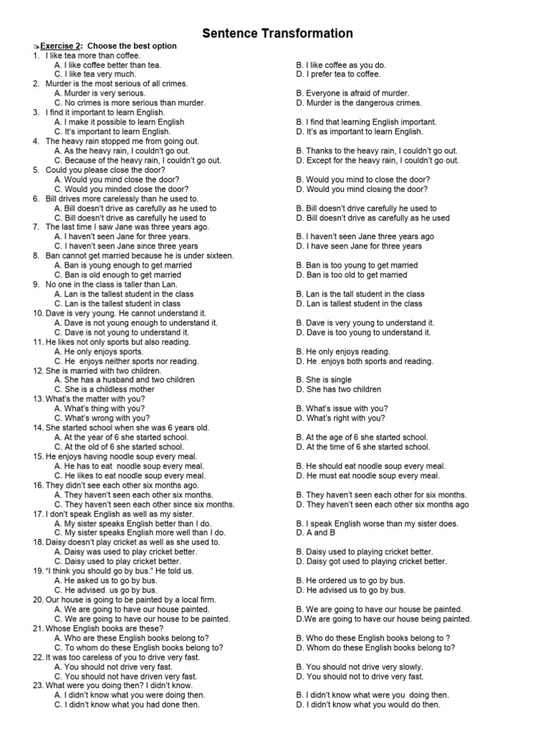 Sentence Transformation | PDF