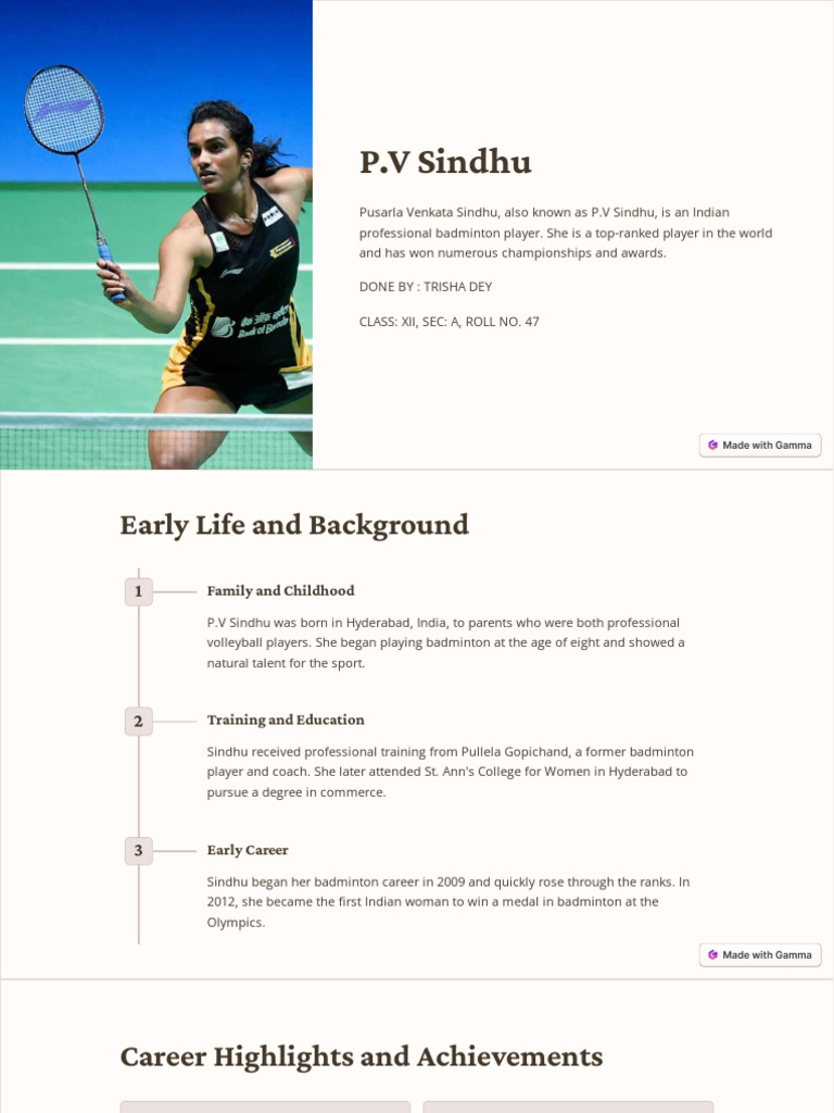 PV Sindhu | PDF | Sports