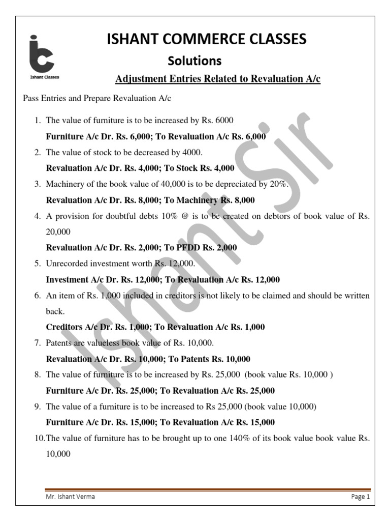 Adjustments of Revaluation Acc Solution | PDF