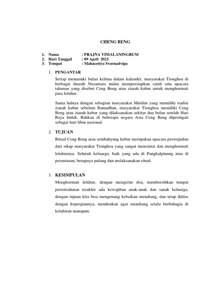 Laporan Cheng Beng 09 April 2023 | PDF