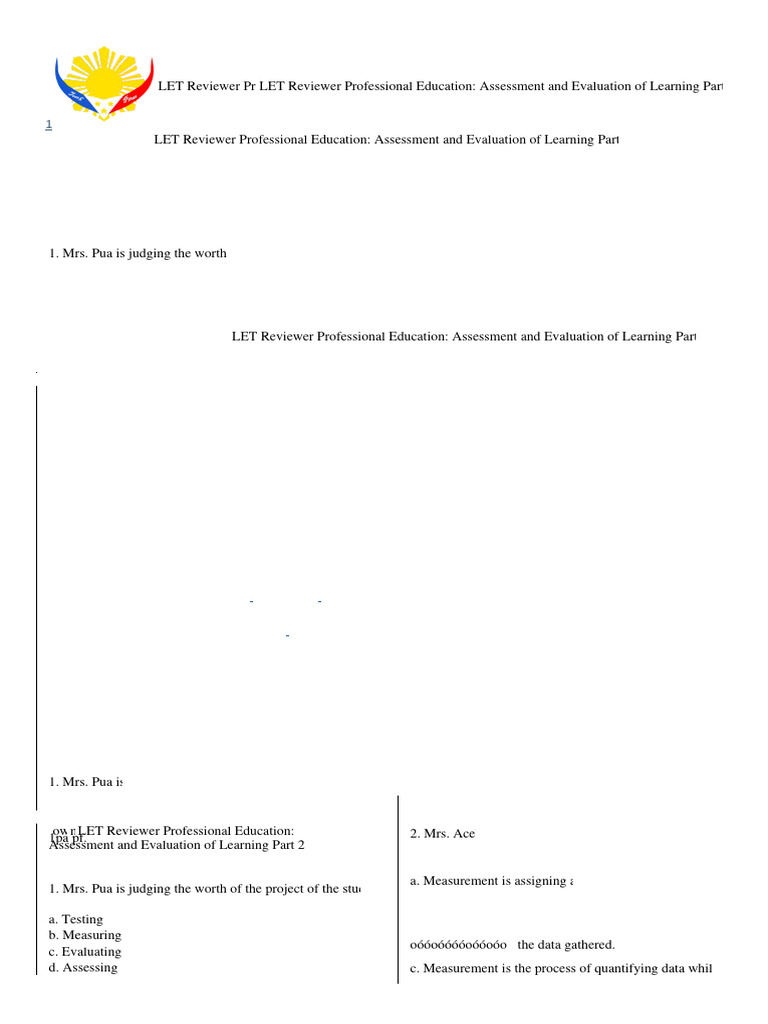 Assessment and Evaluation of Learning Part 2 | PDF | Educational ...