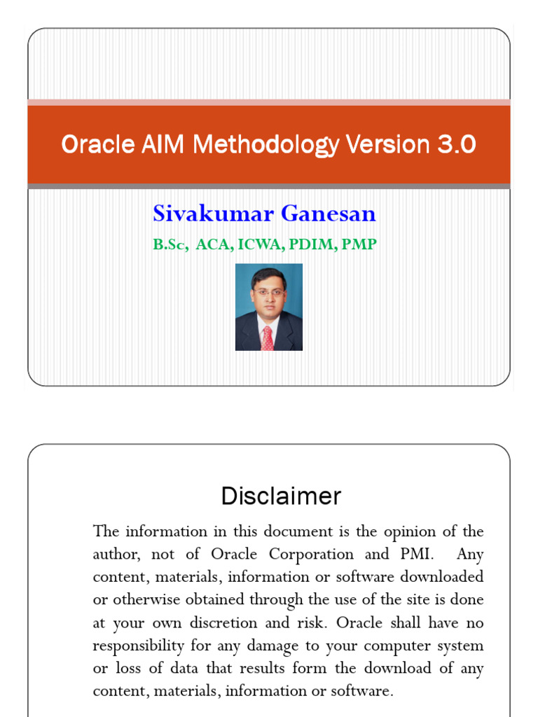 Sivakumar Ganesan Oracle AIM Methodology | PDF