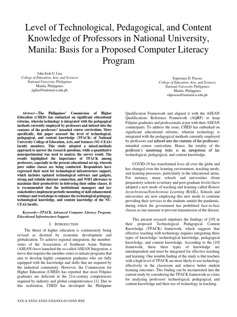 ICIET TPACK Sample Research Paper (1) | PDF | Educational Technology ...