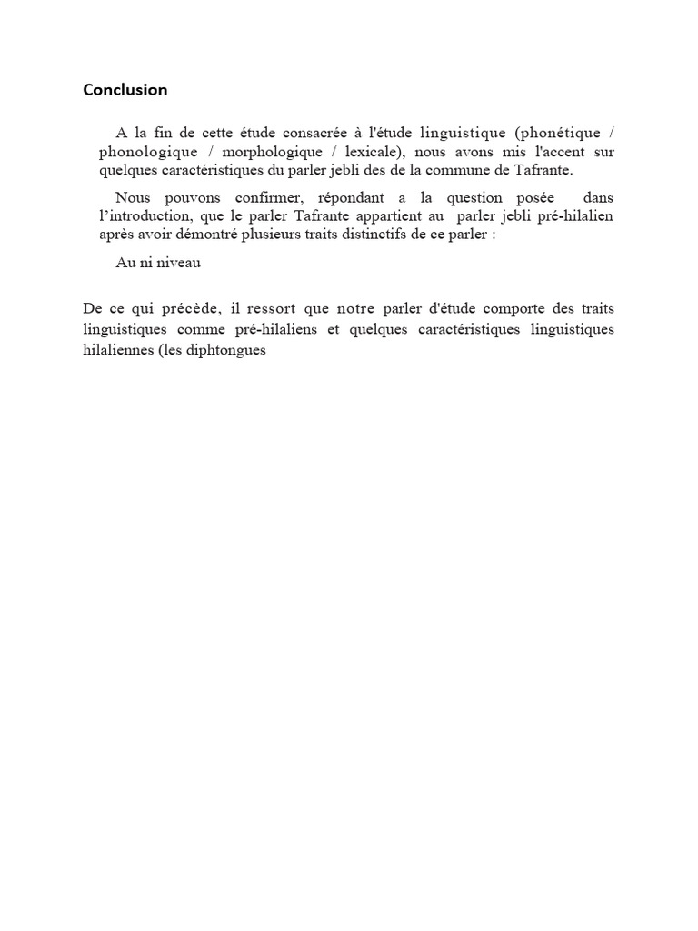 Caractéristiques du parler jebli à Tafrante | PDF | Arts du langage et ...