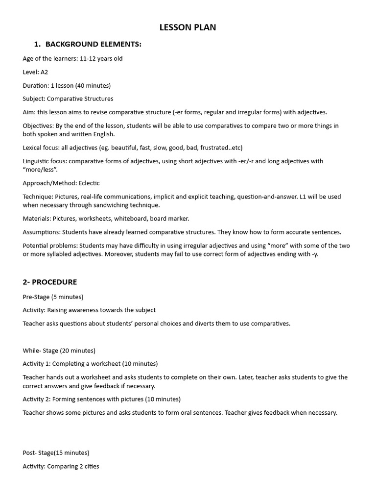 Comp Lesson Plan | PDF