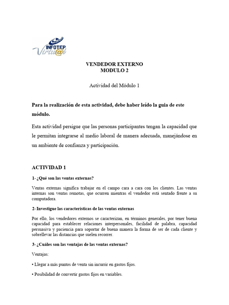 Ventas Externas: Estrategias y Funciones | PDF | Ventas | Business