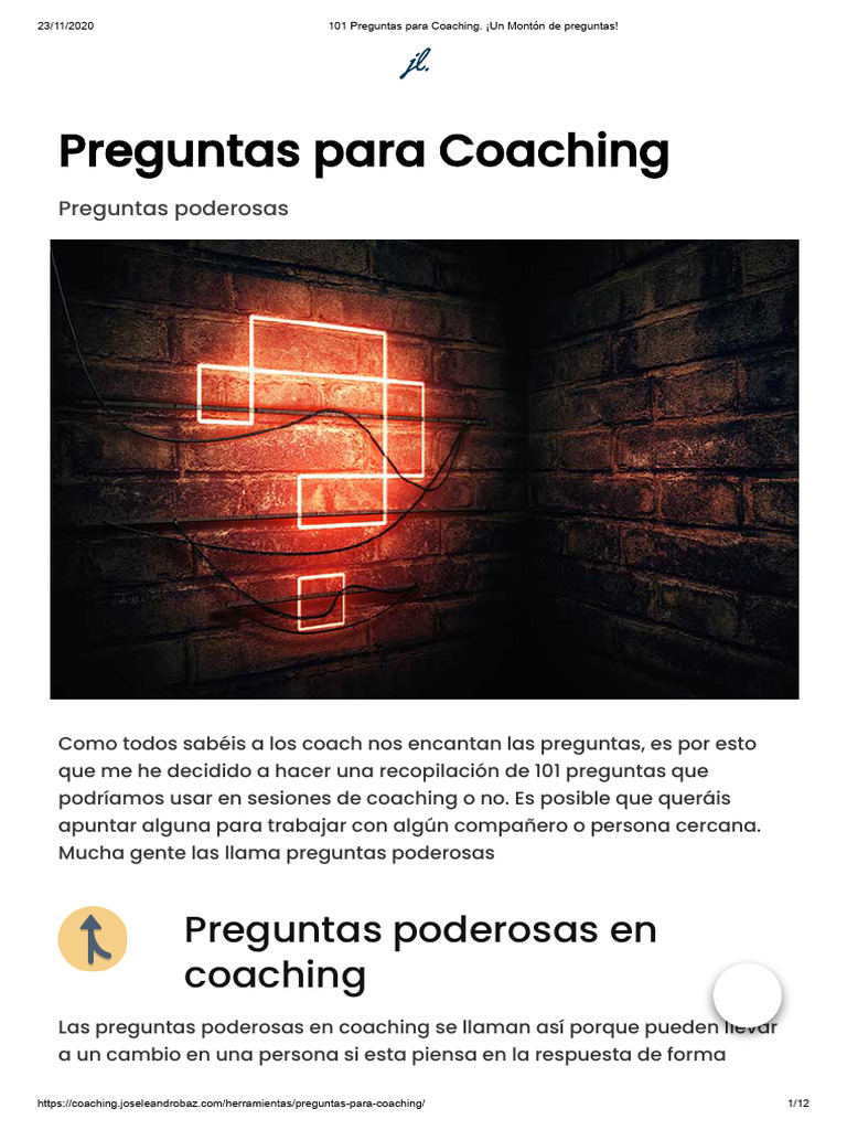 101 Preguntas Poderosas para Coaching | PDF