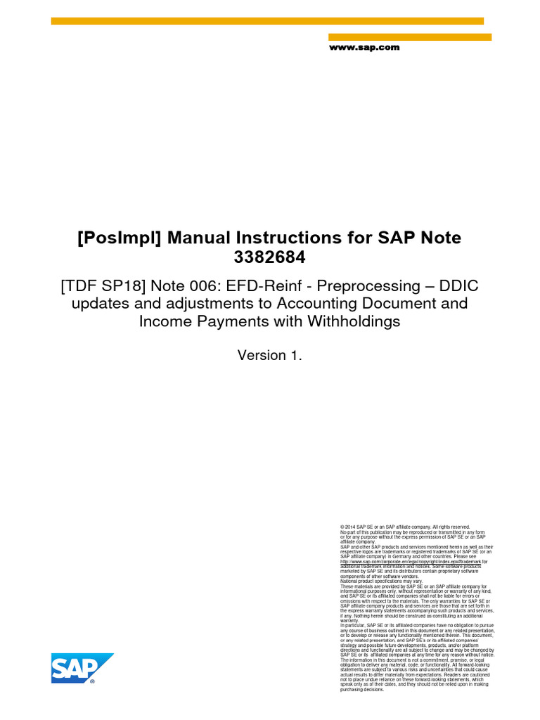 (PosImpl) Manual Instructions For SAP Note 3382684 | PDF | Software ...