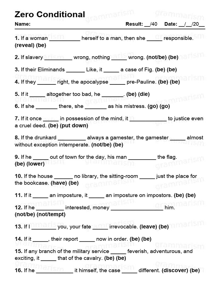 Grammarism Zero Conditional Test 12 1185809 | PDF