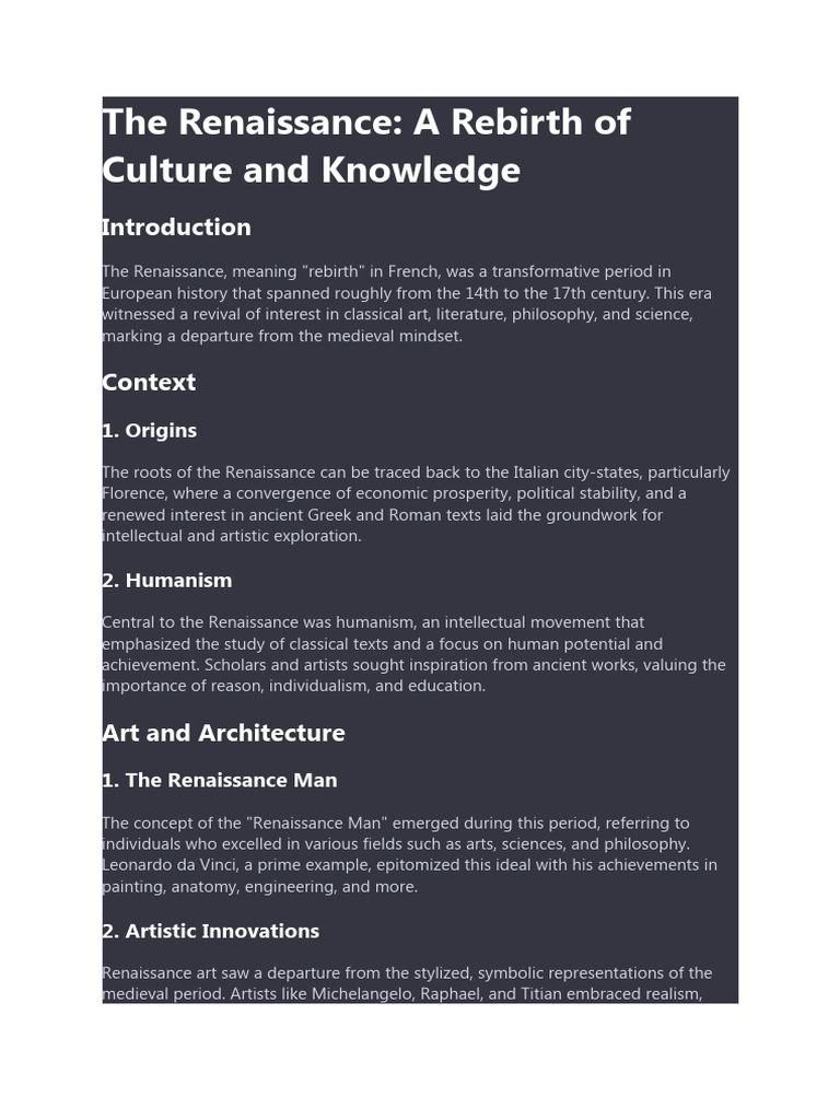 The Renaissance | PDF | Renaissance | Science