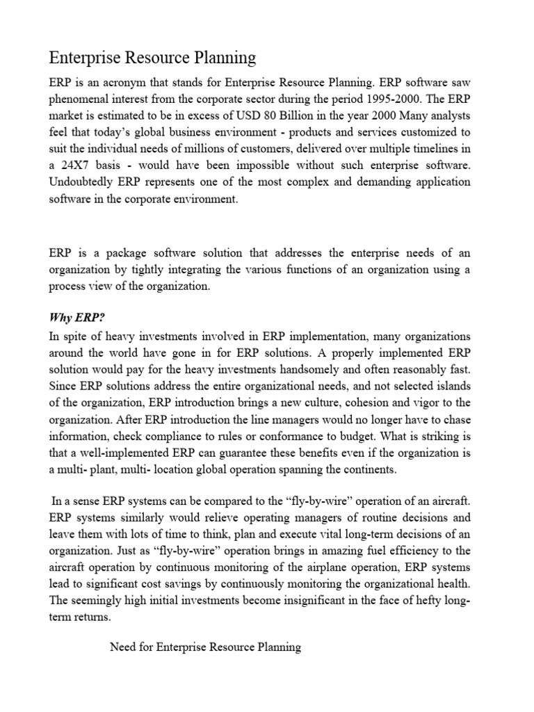 ERP Notes | PDF | Enterprise Resource Planning | Supply Chain Management