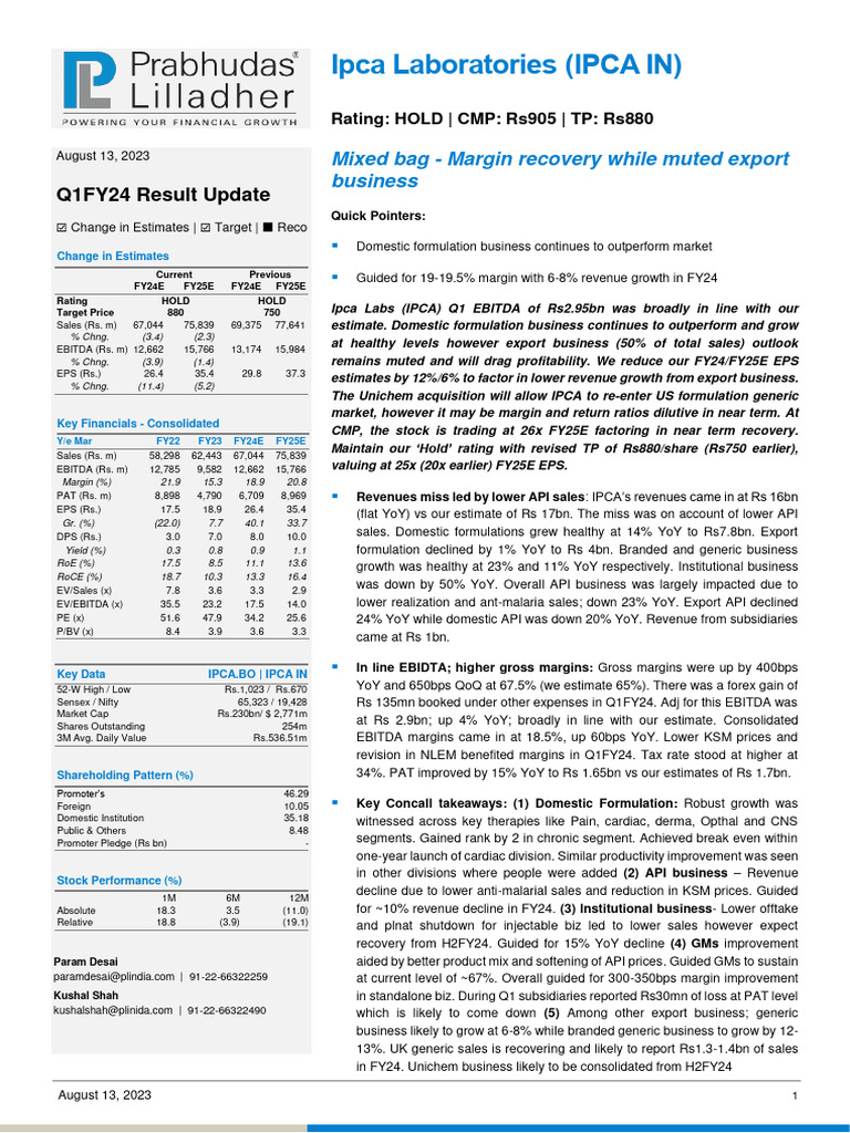 Ipca Laboratories (IPCA IN) - 13-8-23-pl | PDF