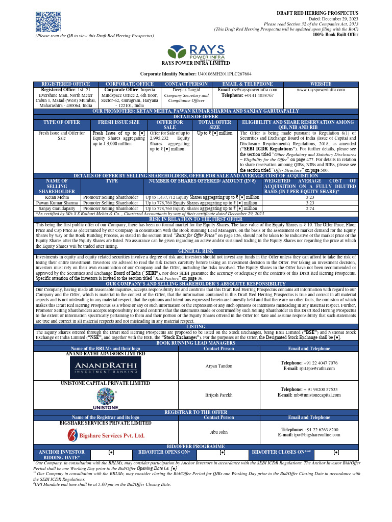 Project Surya - Consolidated DRHP - 291223 - With Financials - Signed | PDF
