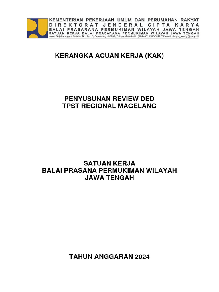 Uraian Singkat DED TPST Regional Magelang | PDF