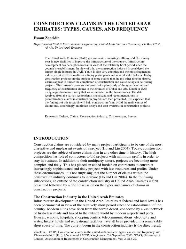 Construction Claims in United Arab Emira | PDF | United Arab Emirates ...