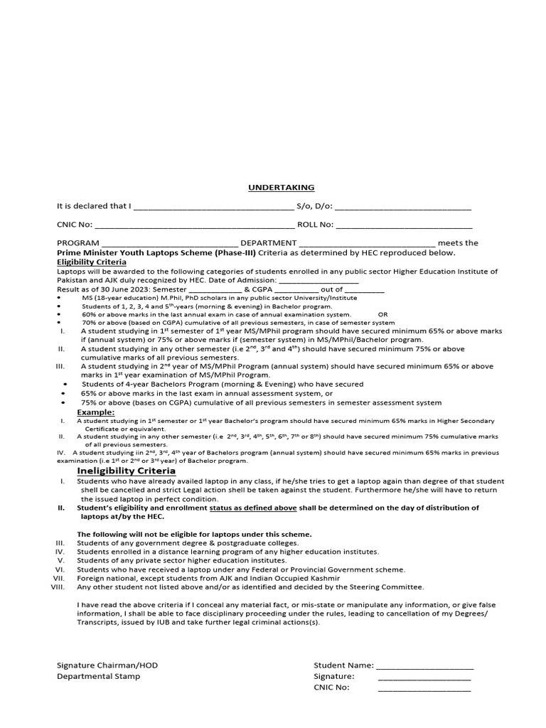 Affidavit UNDERTAKING | PDF | Finance & Money Management