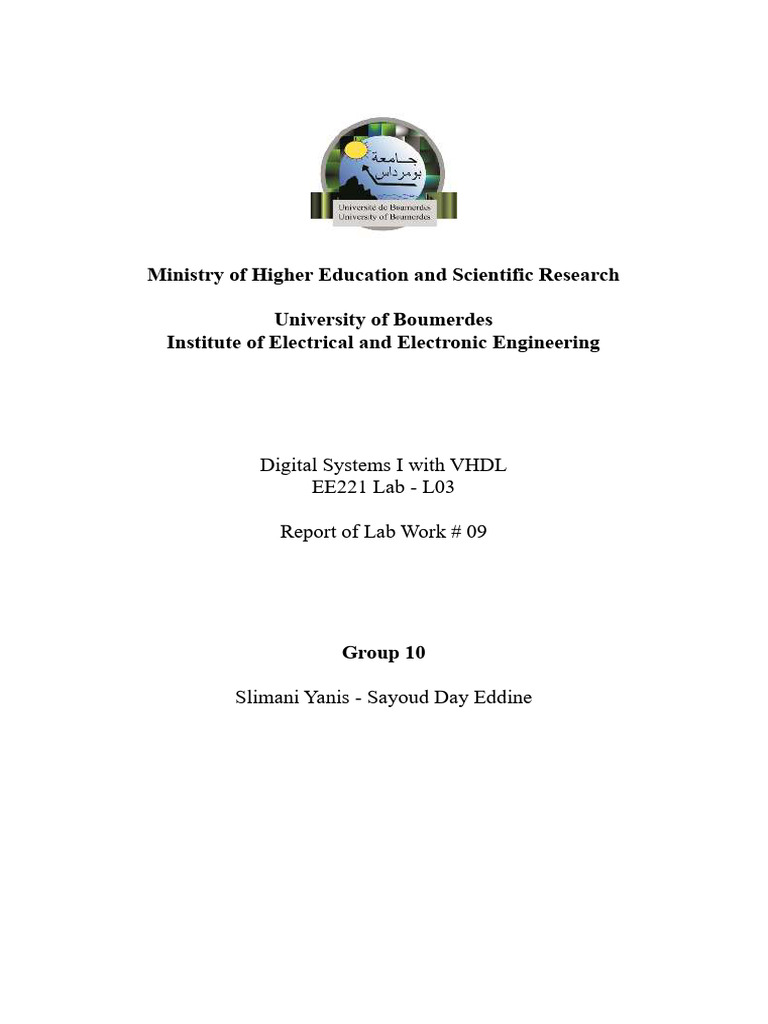 Degital System Lab Report | PDF | Digital Electronics | Vhdl