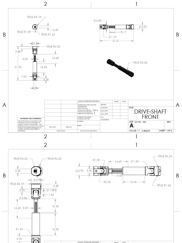 Drive-Shaft Technical Drawing Details | PDF