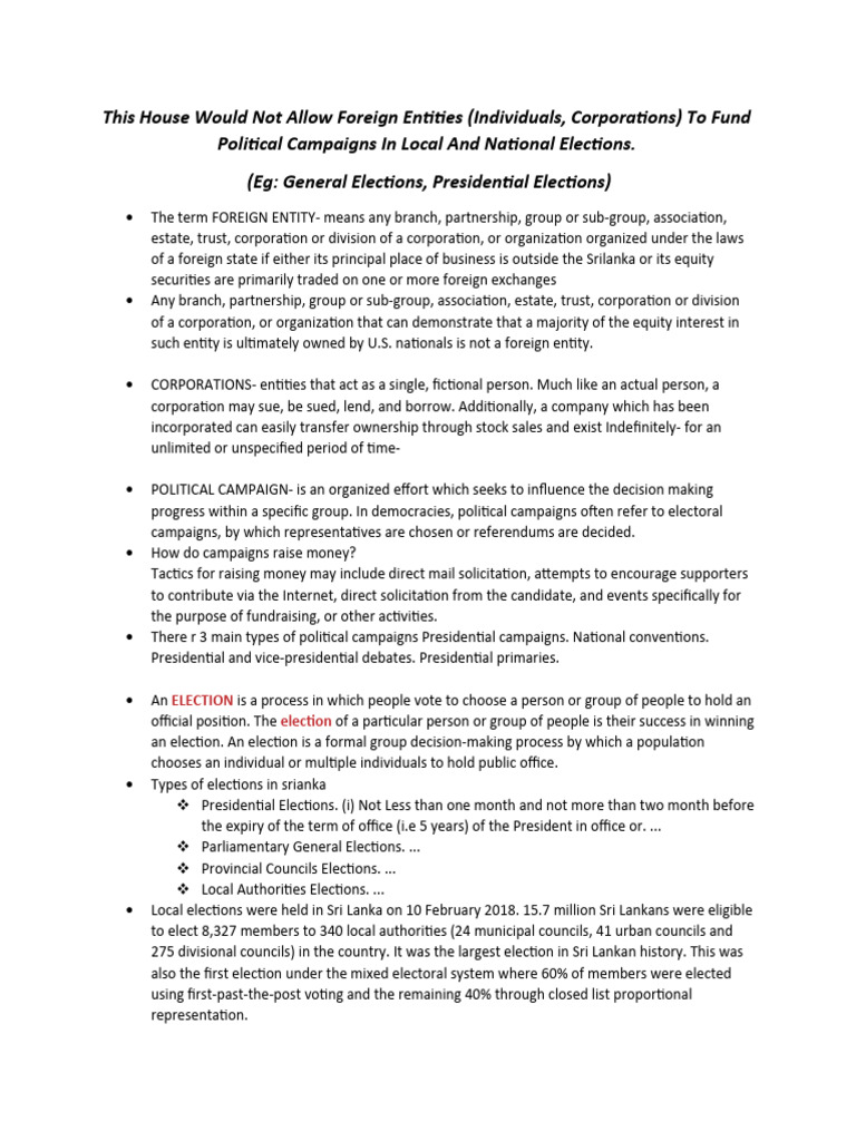 This House Would Not Allow Foreign Entities (Individual Corporations ...