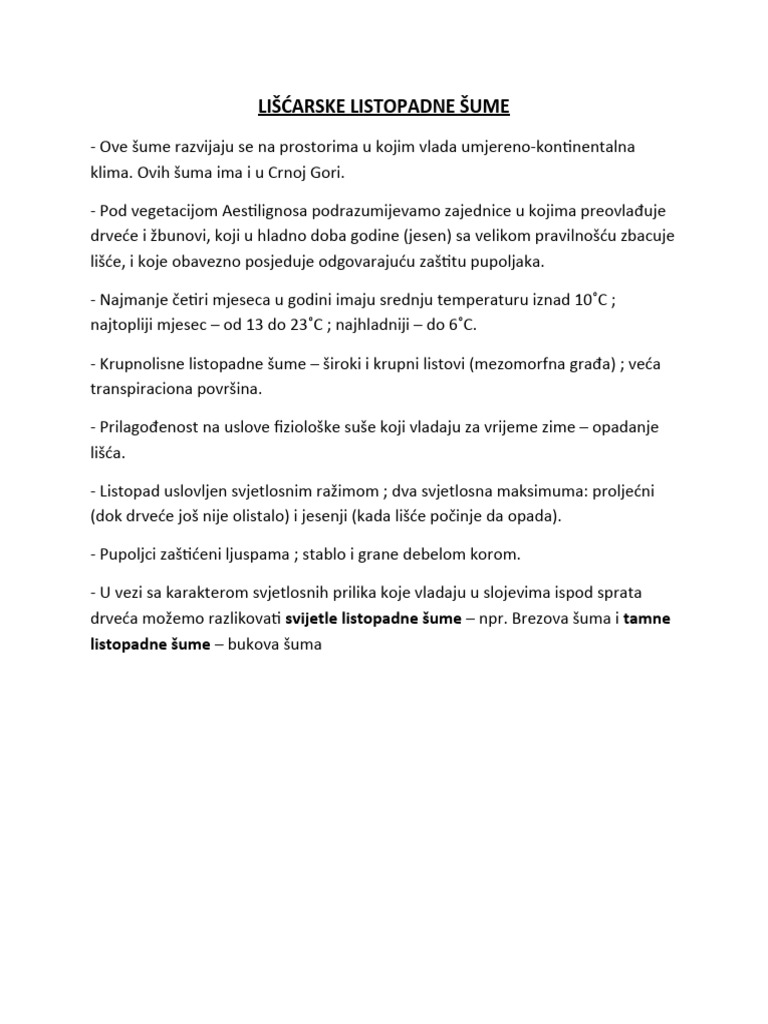 Lišćarske Listopadne Šume | PDF