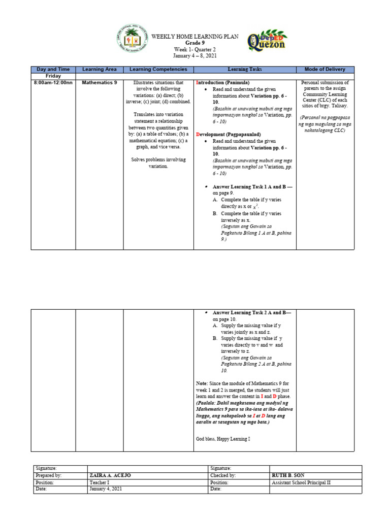 WHLP Math (Week 1-2) | PDF | Mathematics | Applied Mathematics