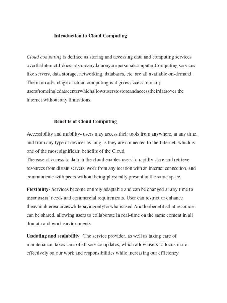 Introduction To Cloud Computing Pdf Cloud Computing Computing