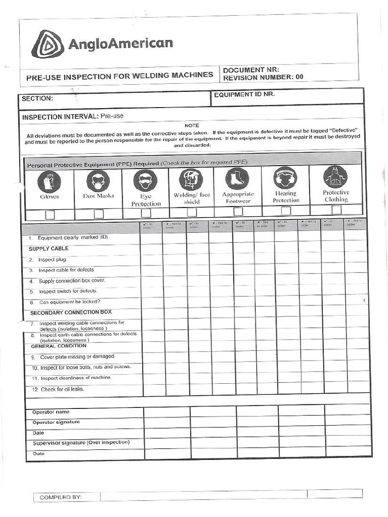 Pre-Use For Welding Machine | PDF