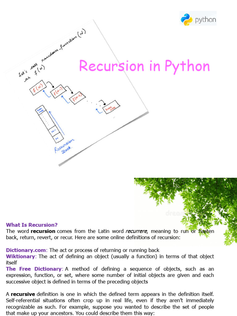 Recursion in Python - 1 | PDF