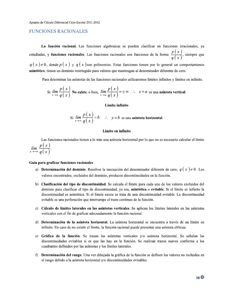 Apunte Funciones Racionales | PDF