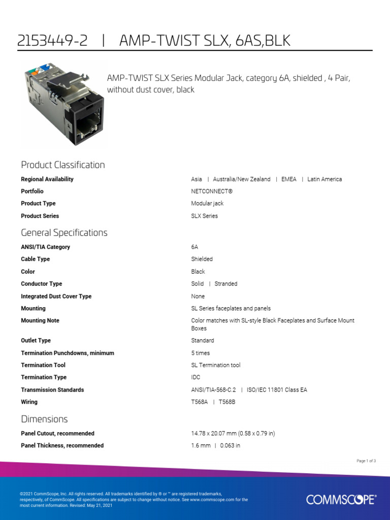 Commscope_Cat6A_Modular_Jack,_Shielded__2153449-4 | PDF
